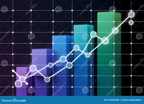 Colorful Bar Chart And Line Graph On Dark Background Showing Data Fluctuations Indicating
