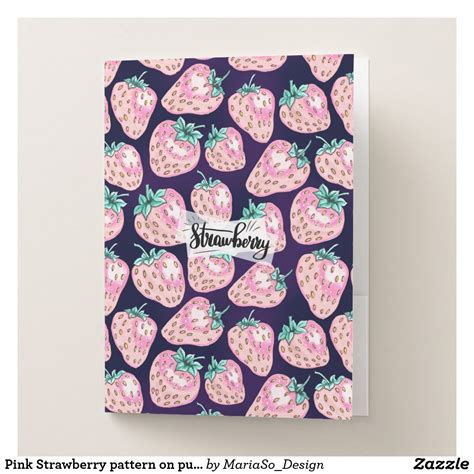 Pink Strawberry Pattern Pocket Folder