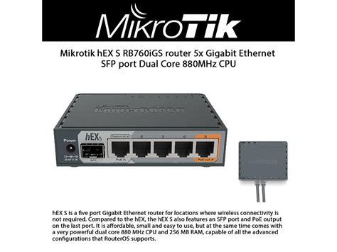 Mikrotik HEX S RB IGS Router X Gigabit Ethernet SFP Dual Core MHz CPU MB RAM USB
