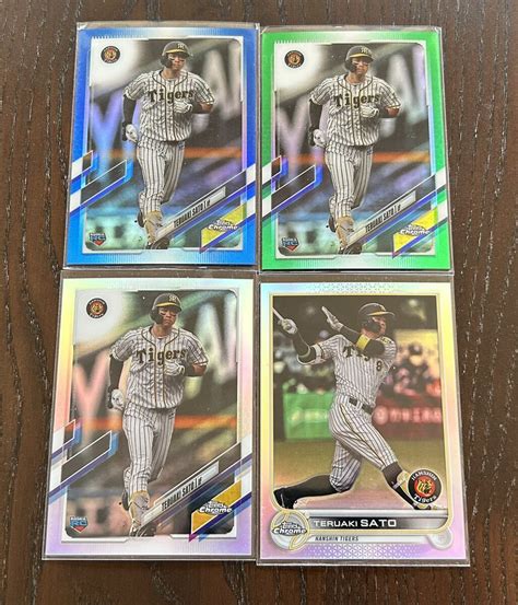 Yahooオークション 4枚セット 佐藤輝明 Topps Chrome Npb ルーキー
