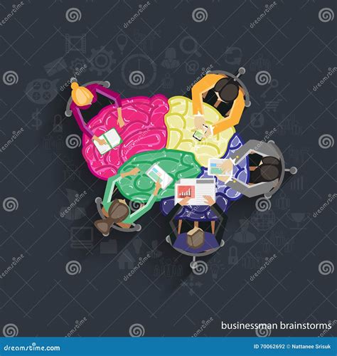 Vector Brainstorming Businessman Sitting On The Brains Stock Vector