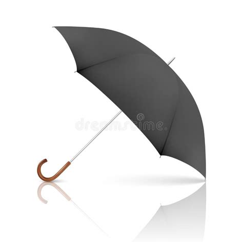 Vector 3d Realistic Render Black Blank Umbrella Icon Closeup Isolated