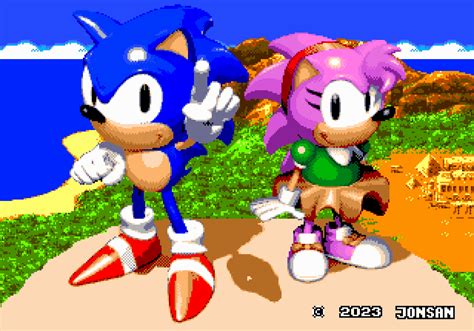 Jon San On Twitter Sonic And Amy Pixelart Fanart Sonicthehedgehog