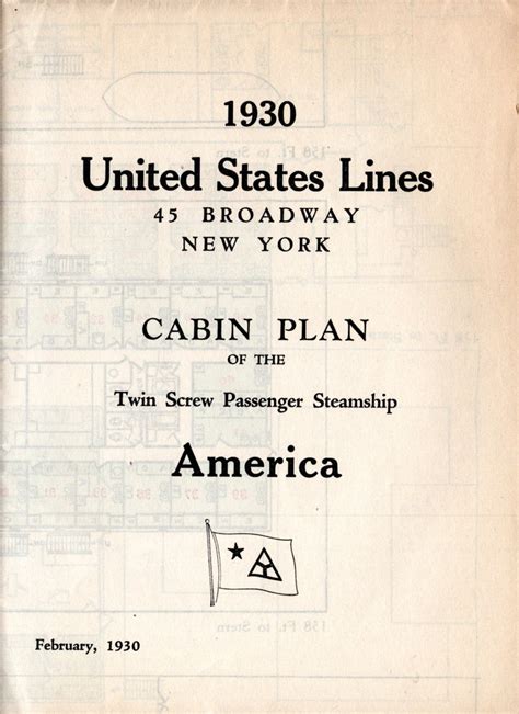 America 1905 Cabin First Class Deck Plan From 1930 Nautiques