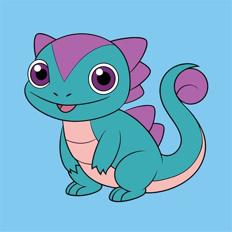 Cute Basilisk Illustration Cartoon Clipart And Line Art Design Adorable Basilisk