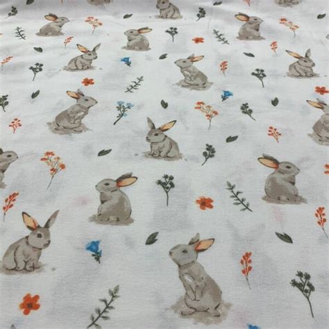 Bunny Print Fabric Etsy Uk