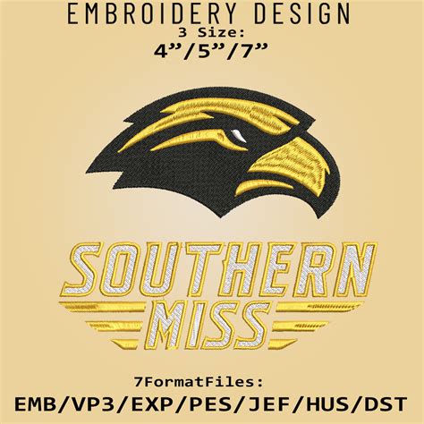 Southern Miss Golden Eagles Ncaa Logo Embroidery Design Ea Inspire