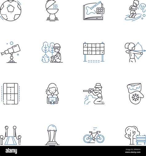 Training Line Icons Collection Education Fitness Development