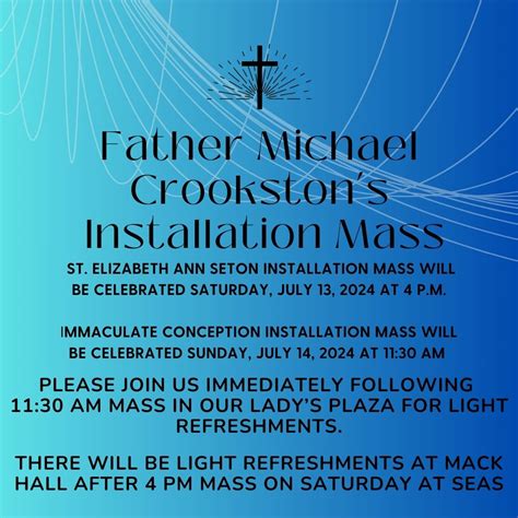 Installation Mass Immaculate Conception Church