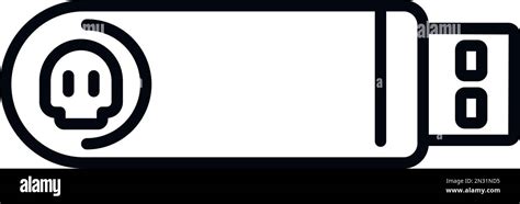 Usb Virus Data Icon Outline Vector Hacker Error Fraud Alert Stock