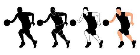 Outline Silhouette Of An Athlete Basketball Player In A Ball Game