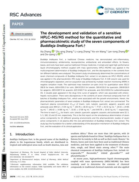 Pdf The Development And Validation Of A Sensitive Hplc Msms Method