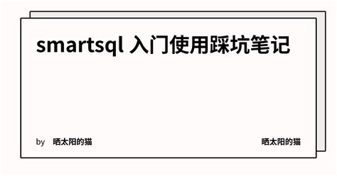 smartsql 入门使用踩坑笔记 晒太阳的猫