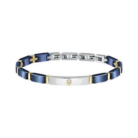 Bracelet homme maserati acier argenté doré et bleu bracelets homme edora