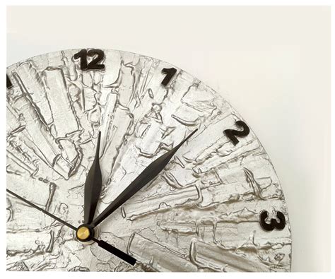 Silver Home Decor Gray Wall Clock Silver Gray Clock Unique Clock