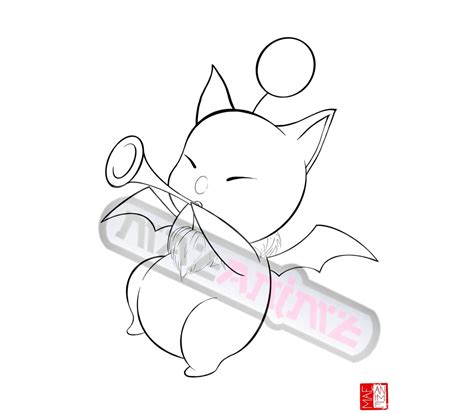Moogle Final Fantasy Xiv Printable Png Coloring Page Download Etsy