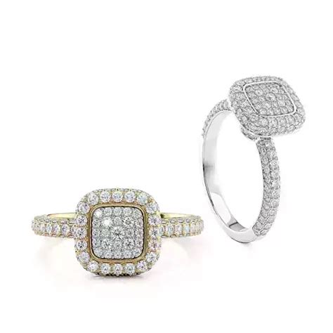 Engagement Ring Cusion Head Shape With Side Stones Printable 3d Model