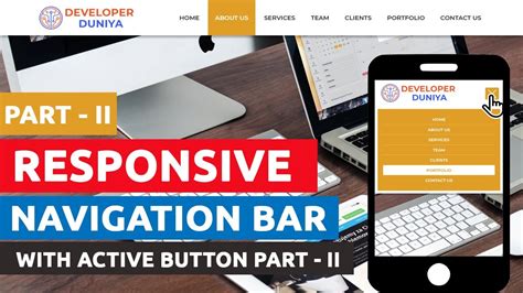 responsive navigation bar with active button part 2 navigation bar