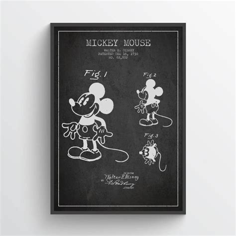 1930 Mickey Mouse Patent Wall Art Poster Mickey Mouse Etsy