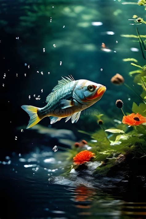 Nature S Flow Water Fish Fluid Serenity Stock Illustration