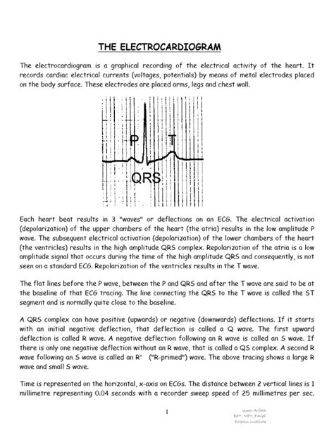 Electrocardiogram Notes Pdf Electrocardiography Cardiology