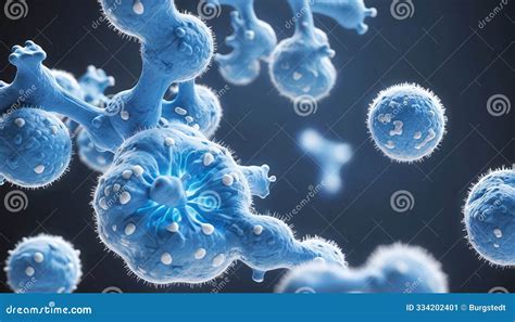 Illustrative Microscopic Close Up Of A Dividing Cell Of A Microorganism Mitosis Of A Eukaryote