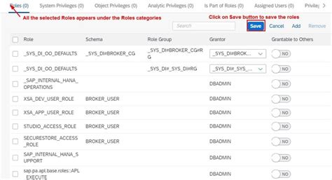 how to manage roles and privileges for users in sap hana cloud