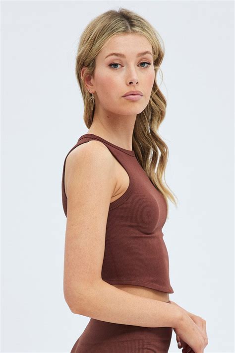 Brown Tank Top Sleeveless Seamless Ally Fashion
