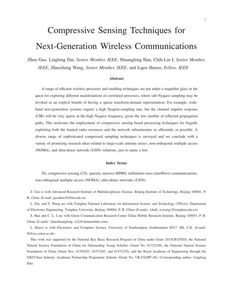 Pdf Compressive Sensing Techniques For Next Generation Wireless Communications