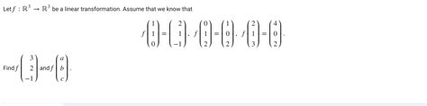 solved letf r3 → r3 be a linear transformation assume that