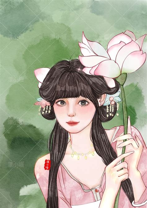 Ipad绘画—水彩风少女头像插画濛小喵 站酷zcool