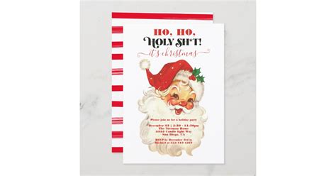 Funny Ho Ho Holy Retro Santa Face Christmas Party Invitation Zazzle