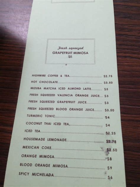 Menu At Sequoia Diner Cafe Oakland