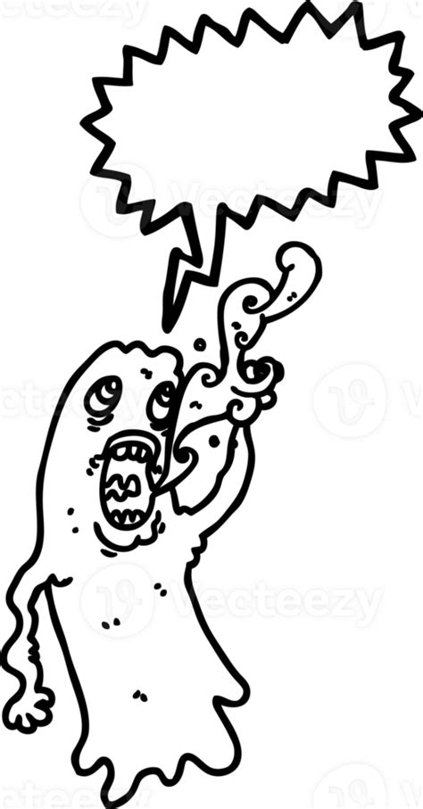 Mano Dibujado Habla Burbuja Dibujos Animados Fantasma Icono 40882520 Png