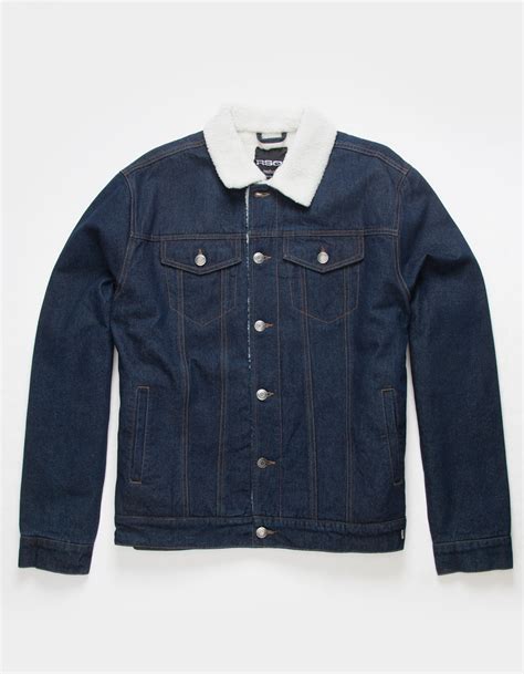 Rsq Mens Sherpa Lined Denim Jacket Dark Wash Tillys
