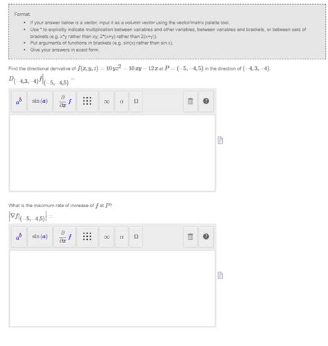 Solved Format If Your Answer Below Is A Vector Input It Chegg Com