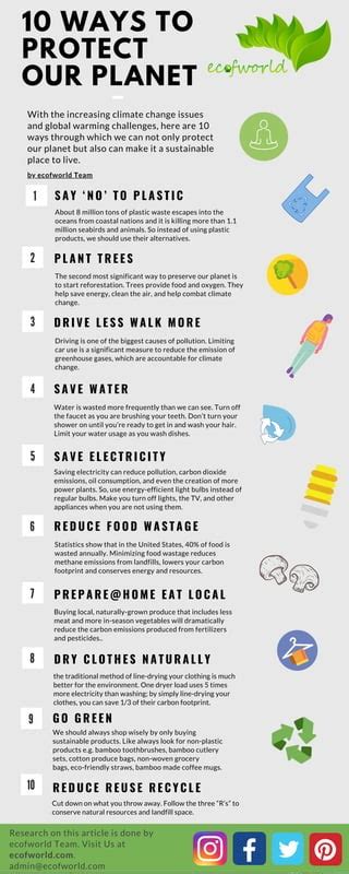 10 Possible Ways To Save Our Planet Infographic PDF Indoor Environmental Quality Home