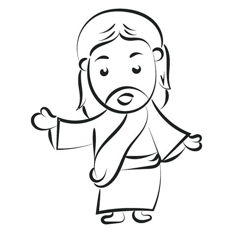 Cute Jesus Christ Line Art For Print Or Use As Poster Card Flyer Or T