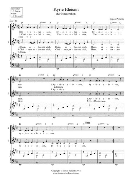 Kyrie Eleison 2016 Canon And Satb Setting By Simon Peberdy 4 Part