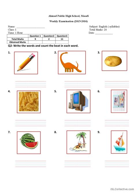 Syllable English Esl Worksheets Pdf And Doc