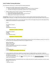 Unit II Problem Solving Docx Unit II Problem Solving Worksheet This