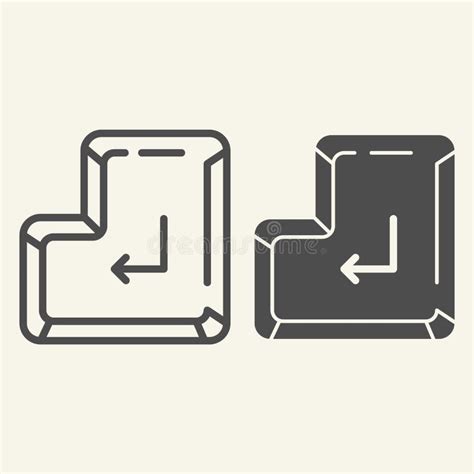 Enter Key Line Icon Enter Button Vector Illustration Isolated On White