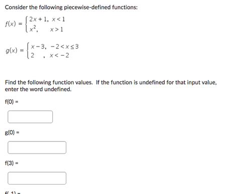 Solved Consider The Following Piecewise Defined Functions