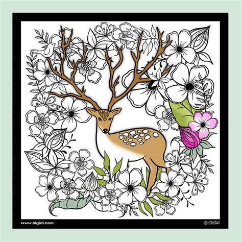 פוסטר לצביעה אייל בפריחה Sigidi