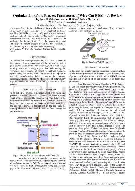 Optimization Of The Process Parameters Of Wire Cut Edm A Review Pdf