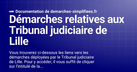 D Marches Relatives Aux Tribunal Judiciaire De Lille Documentation De