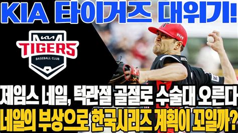 Kia 타이거즈 대위기 제임스 네일 턱관절 골절로 수술대 오른다 네일의 부상으로 한국시리즈 계획이 꼬일까 Kia타이거즈