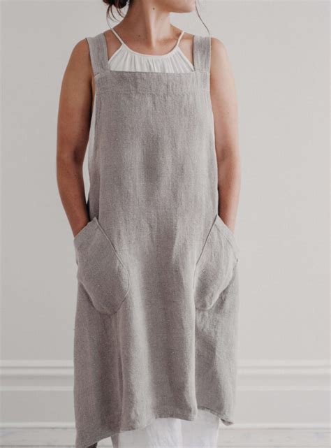 Piper Linen Cross Back Apron Oat Sebo And Co