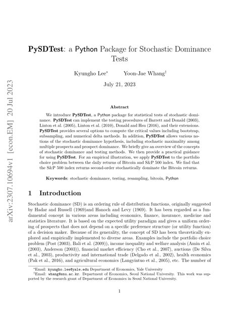 Pdf Pysdtest A Python Package For Stochastic Dominance Tests