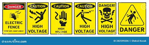 High Voltage Sign Rectangular Yellow Electrical Hazard Signs Stock